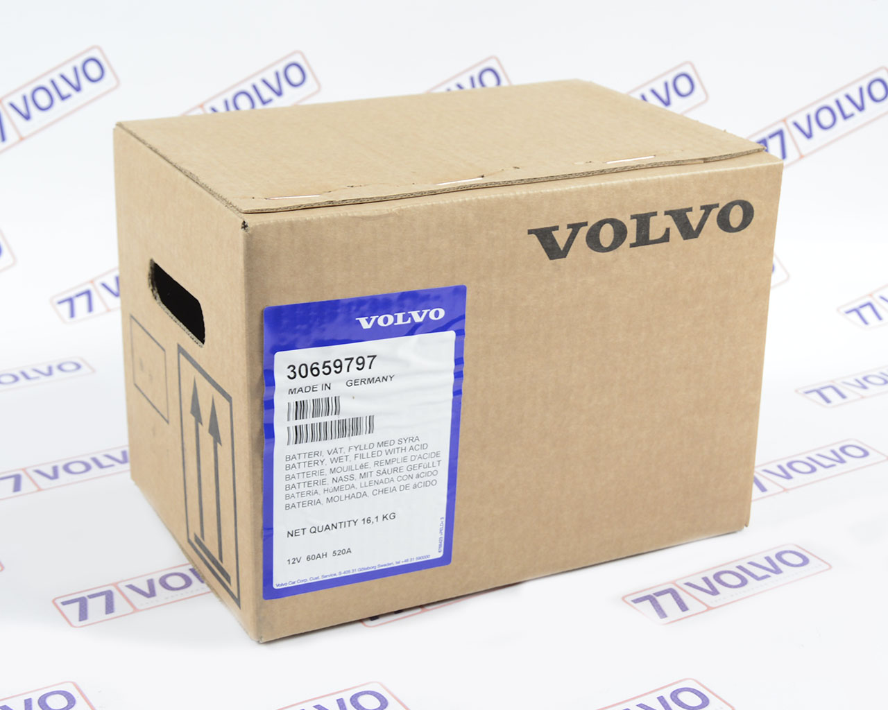 30659797 Аккумулятор Volvo 520А обратная полярность 60А/ч (240x180x190 ...